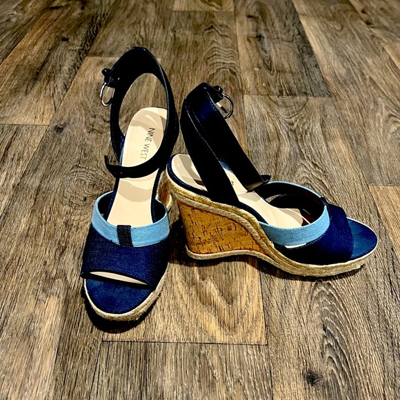 Nine West | Shoes | Denim Wedge Sandals | Poshmark